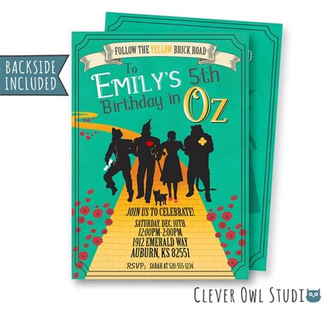 Wizard Of Oz Birthday Invitation Wizard Of Oz Invitation Etsy