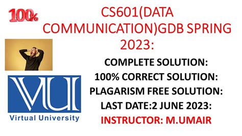 Cs601data Communication Gdb Spring 2023complete Solution100per Correct Vu Cs601gdb