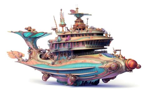 Premium Ai Image 3d Illustration Airship Isolated In White Background