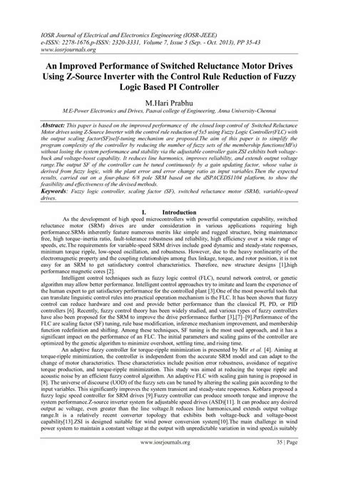 Pdf An Improved Performance Of Switched Reluctance Motor Drives Using