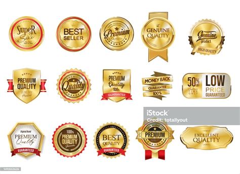 황금 상업 라벨 및 리본 템플릿 벡터 일러스트레이션 모음 1위에 대한 스톡 벡터 아트 및 기타 이미지 1위 가격 가격표 Istock