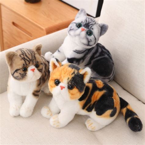 26cm Stuffed Lifelike Cats Plush Toy Simulation American Shorthair Cute