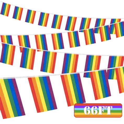 66 Ft Rainbow Pride Flag 76 Pcs Rainbow Flags Banner 66 Ft Lgbt