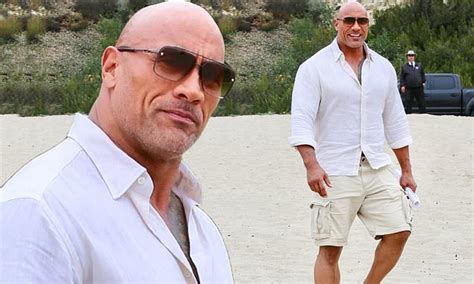 Dwayne Johnson Shows Off Chest Tattoo And Toned Legs As He Films On