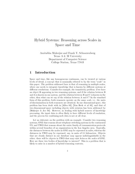 Pdf Hybrid Systems Reasoning Across Scales In Space And Time
