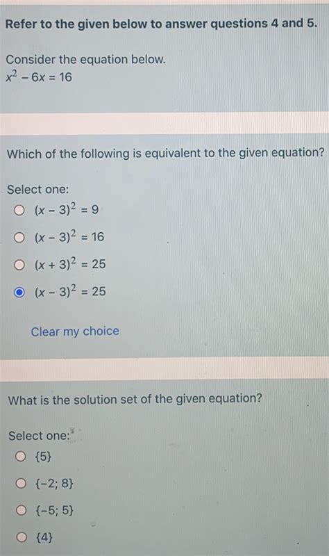 Solved Refer To The Given Below To Answer Questions 4 And 5 Consider The Equation Below X 2
