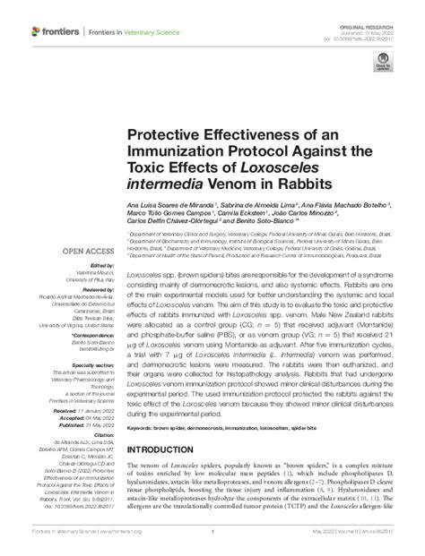 Pdf Protective Effectiveness Of An Immunization Protocol Against The Toxic Effects Of