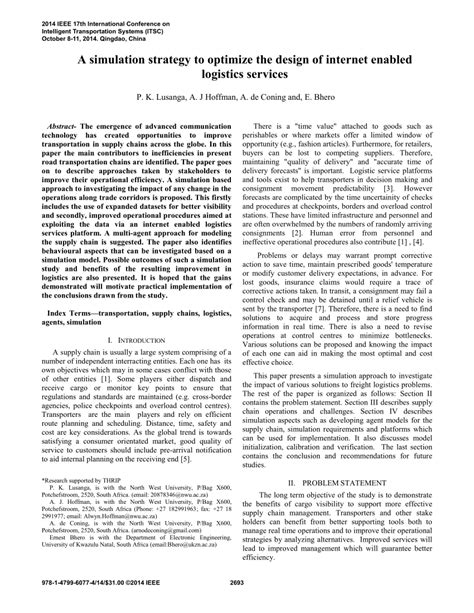 Pdf A Simulation Strategy To Optimize The Design Of Internet Enabled Logistics Services