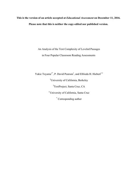 Pdf An Analysis Of The Text Complexity Of Leveled Passages In Four Popular Classroom Reading