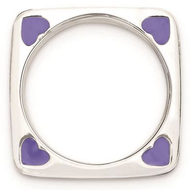 Sterling Silver Stackable Expressions Purple Enameled Square Ring Qsk589