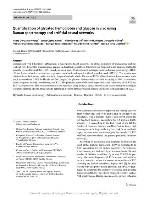 Pdf Quantification Of Glycated Hemoglobin And Glucose In Vivo Using