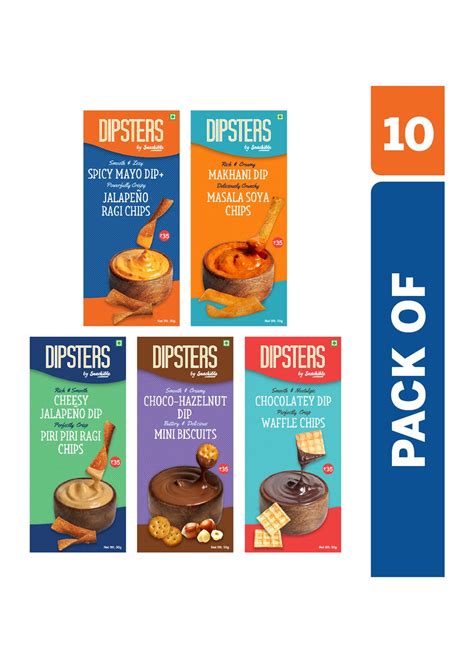 Get Chips And Dip Assorted Pack Of 5 Flavours Pack Of 10 10x50gm At