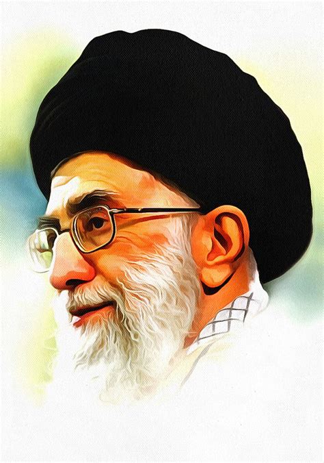 عکس با کیفیت سید علی خامنه ای در کنار امام خمینی ره در پس زمینه سفید