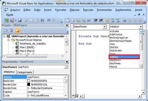 Como Criar Um Formulario De Cadastro Com Vba Form Initialize Douglas Godoy Douglas Godoy