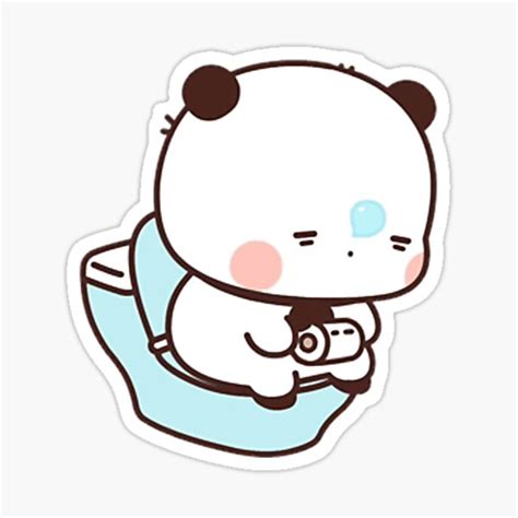 Bubu Is Sitting On The Toilet Funny Moment Couple Bubu Dudu Sticker