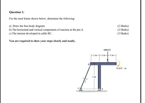 question 1 for the steel frame shown below determine the following a