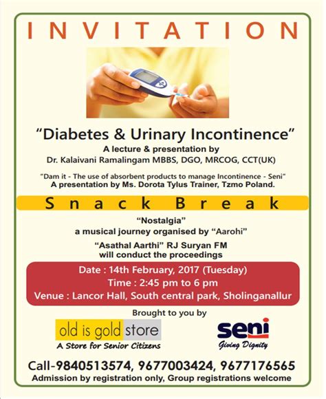 Feb 14th Workshop On Diabetes And Incontinence Information Centre For