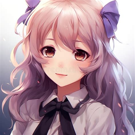 Close Up Shot Of Cute Kawai Anime Girl Generative Ai Stock Illustration