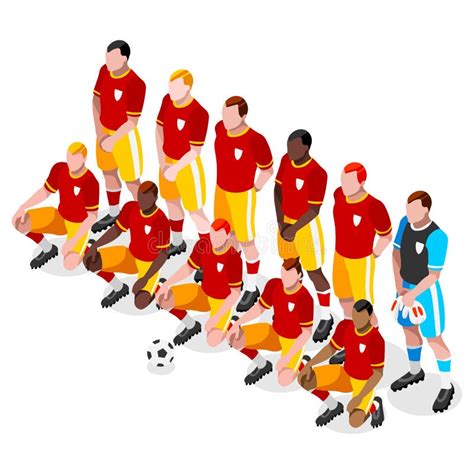 Soccer Team Players Athlete Sports Icon Set3d Isometric Soccer Match