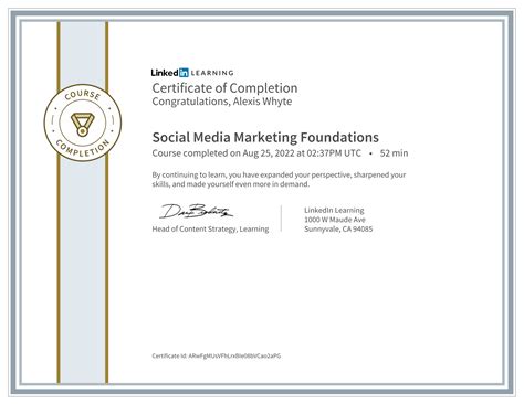 Alexis Whyte On Linkedin Certificate Of Completion