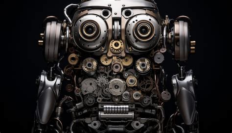 Premium Ai Image A Robot Made Of Metal And Electronic Components Front View Slow Shutter Speed