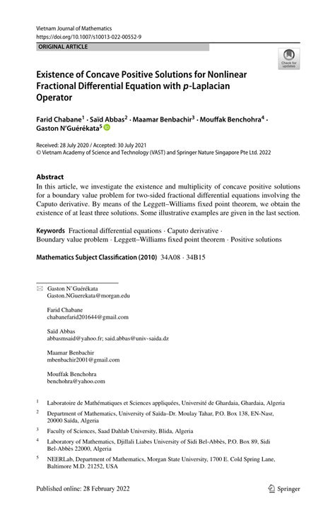 Pdf Existence Of Concave Positive Solutions For Nonlinear Fractional Differential Equation