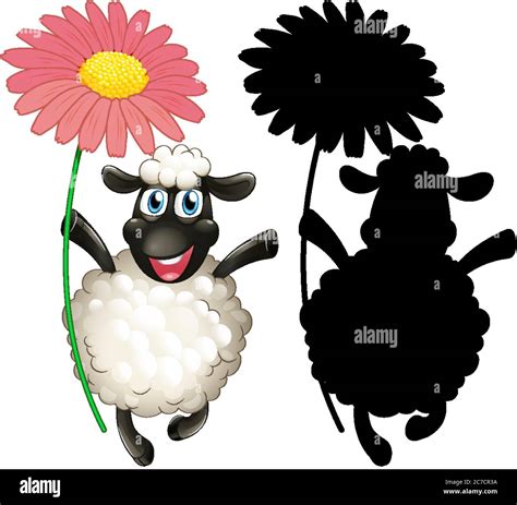 Sheep With Its Silhouette Illustration Stock Vector Image And Art Alamy