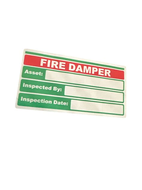 Fire Damper Inspection Labels Custom Fire Safety Label