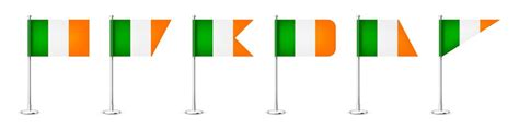 Premium Vector Realistic Various Iriah Table Flags On A Chrome Steel Pole Souvenir From