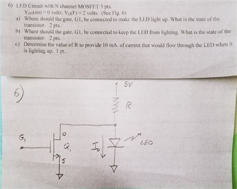 Solved LED Circuit With N Channel MOSFET Pts Vos On Chegg