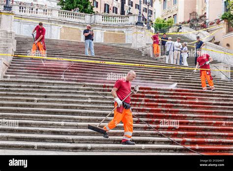 Rome Italy Piazza Di Spagna Spanish Steps Plaza Square Men Workers