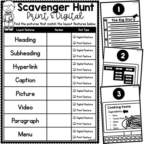 Digital And Print Layout Features Scavenger Hunt Top Teacher