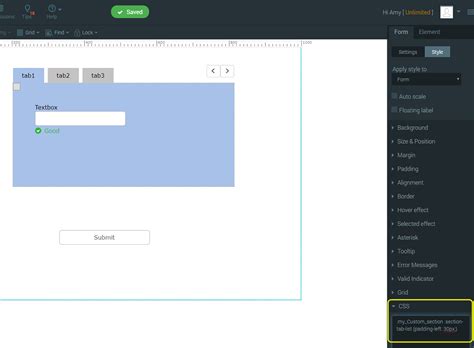 Can I Set A Leftright Margin Space For The Section Tabs