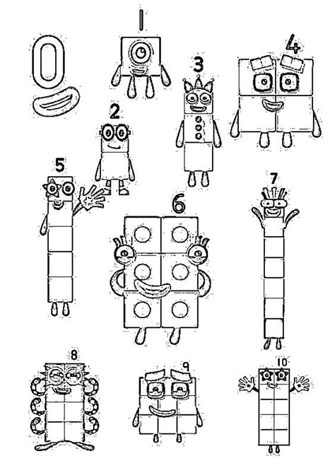 Numberblocks 0 20 And 3040506070809010 Coloring Page 0 10 Etsy