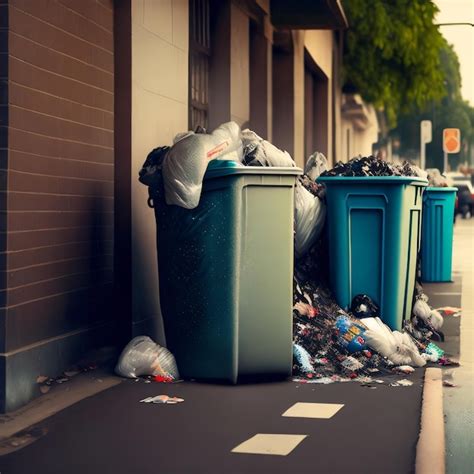 Un bote de basura está lleno de basura y un bote de basura Foto Premium