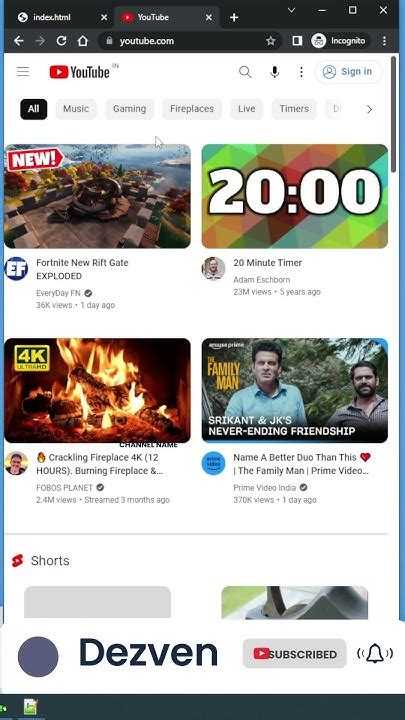 how to add youtube video in html website using notepad html