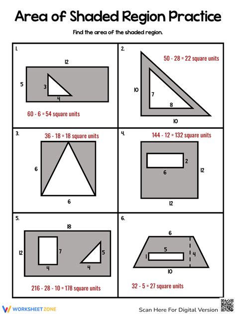 Find The Area Of The Shaded Region Worksheets With Answers Worksheets Library