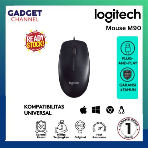 Jual Logitech M90 Mouse Kabel Wired Usb Optical Sensor Garansi Resmi1