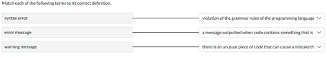 Solved Match Each Of The Terms To Its Correct Chegg