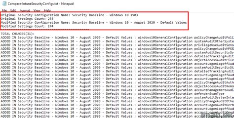 Comparing Security Baselines In Endpoint Manager Using Powershell And