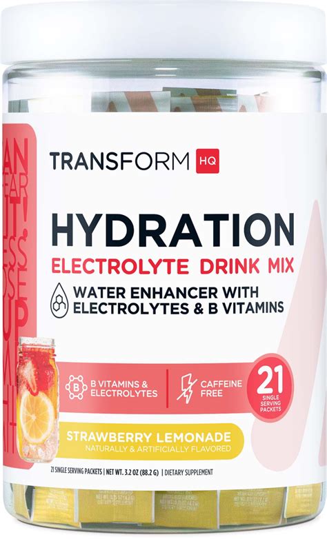 Transformhq Hydration Drink Mix 21 Single Serving Packets Strawberry