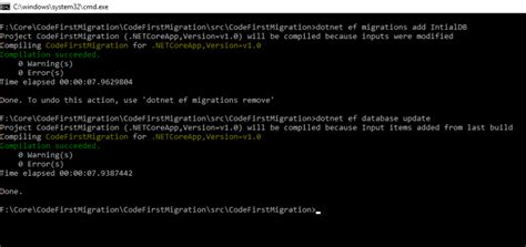 code first migration asp core mvc 6 with entityframework core