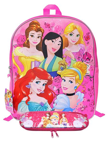 Disney Princess Pink Ariel 15 Backpack W Princess Zip Pencil Case Wish
