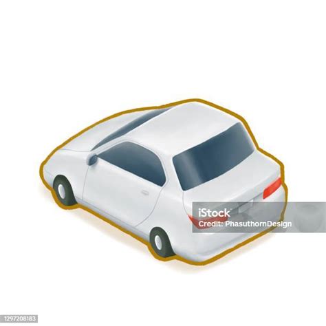현대 화이트 세단 자동차 도시 교통 차량 등색 만화 아이콘 래스터 일러스트 3차원 형태에 대한 스톡 벡터 아트 및 기타 이미지 3차원 형태 Brand Name