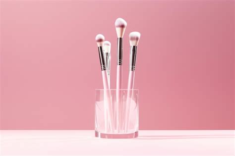 Premium AI Image Collection Of Makeup Brushes Lined Up In A Row