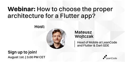 Flutter Flutterarchitecture Mobileappdevelopment Webinar Techwebinar Leancode