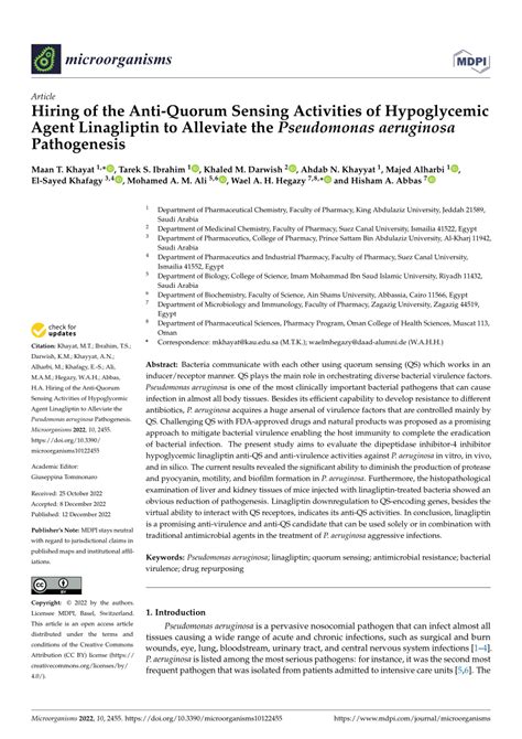Pdf Hiring Of The Anti Quorum Sensing Activities Of Hypoglycemic