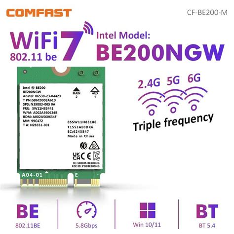 Comfast Wi Fi адаптер Wifi 7 8874mbps Mini Pci E Wifi адаптер для
