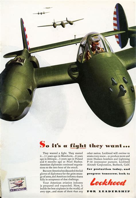 Vintage Lockheed Martin Ad 1942 Wwii Aircraft Wwii Posters