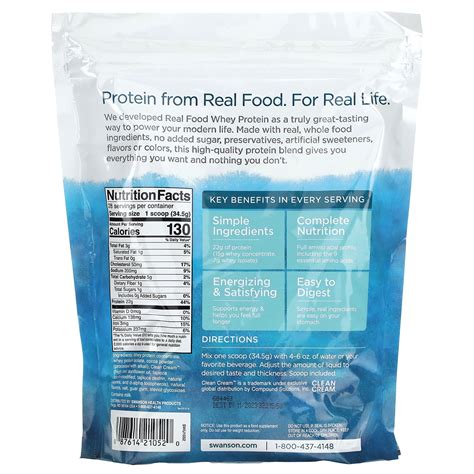 Swanson Real Food Whey Protein Chocolate Ice Cream 21 Lb 966 G